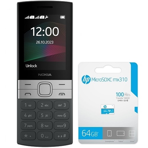 Nokia 150 with HP 64GB MicroSD Card – qubekart